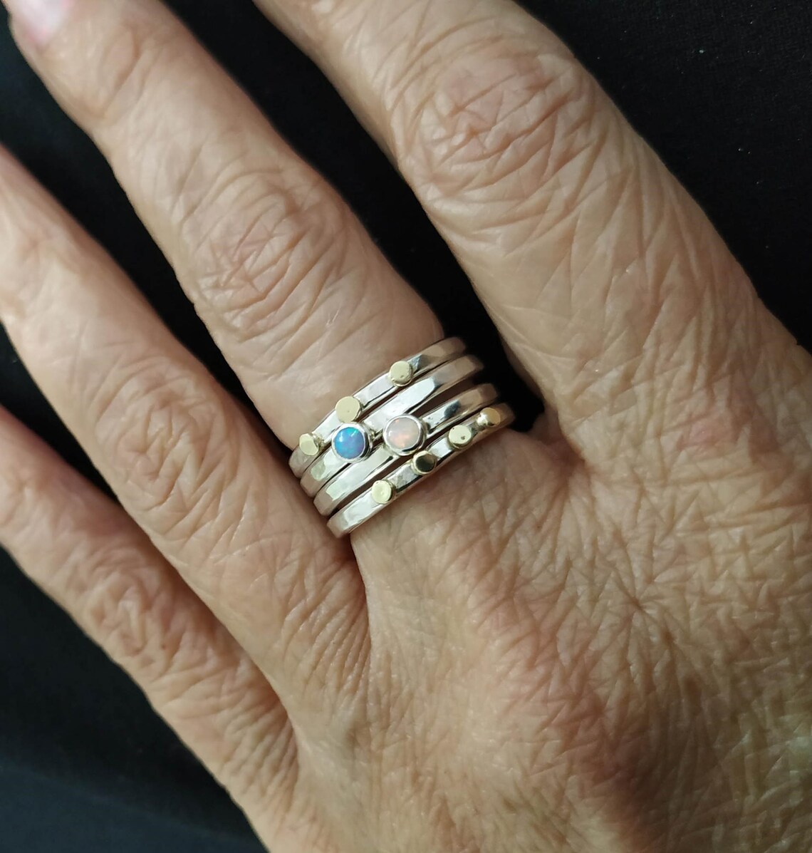 Blue Opal Rings Gemstone Ring 925 Sterling Silver Ring - Etsy
