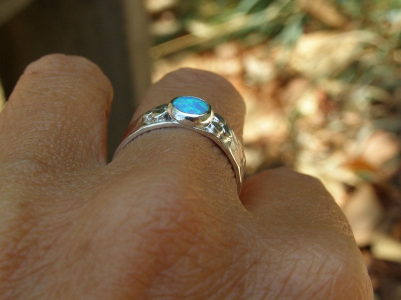 Blue Opal Ring, Fine 925 Silver Sterling Band ,promise Opal Rings, Gift ...