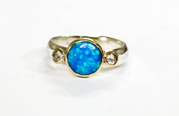 Unique Engagement Ring Opal Ring Gold and Silver Engagement | Etsy