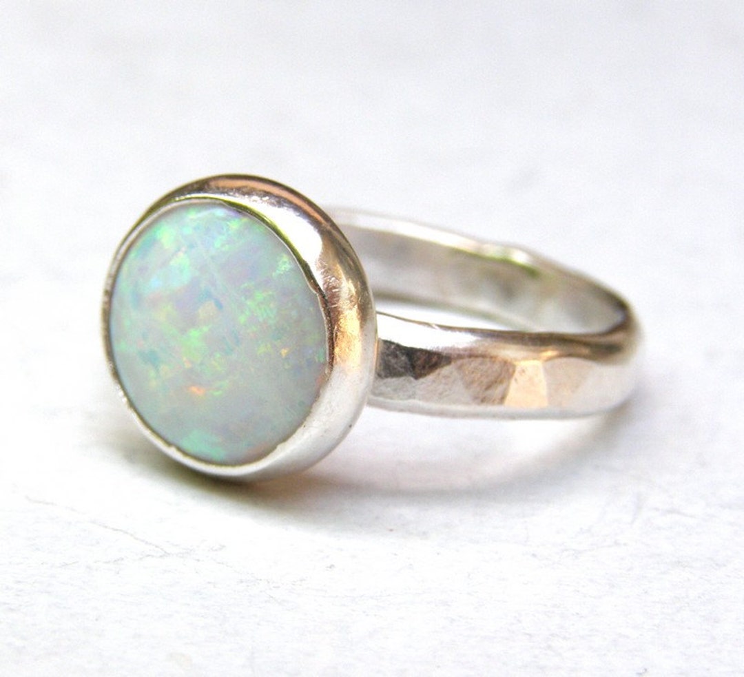 White Opal Ring, Silver Sterling Ring With White Opal Stone, Made to ...