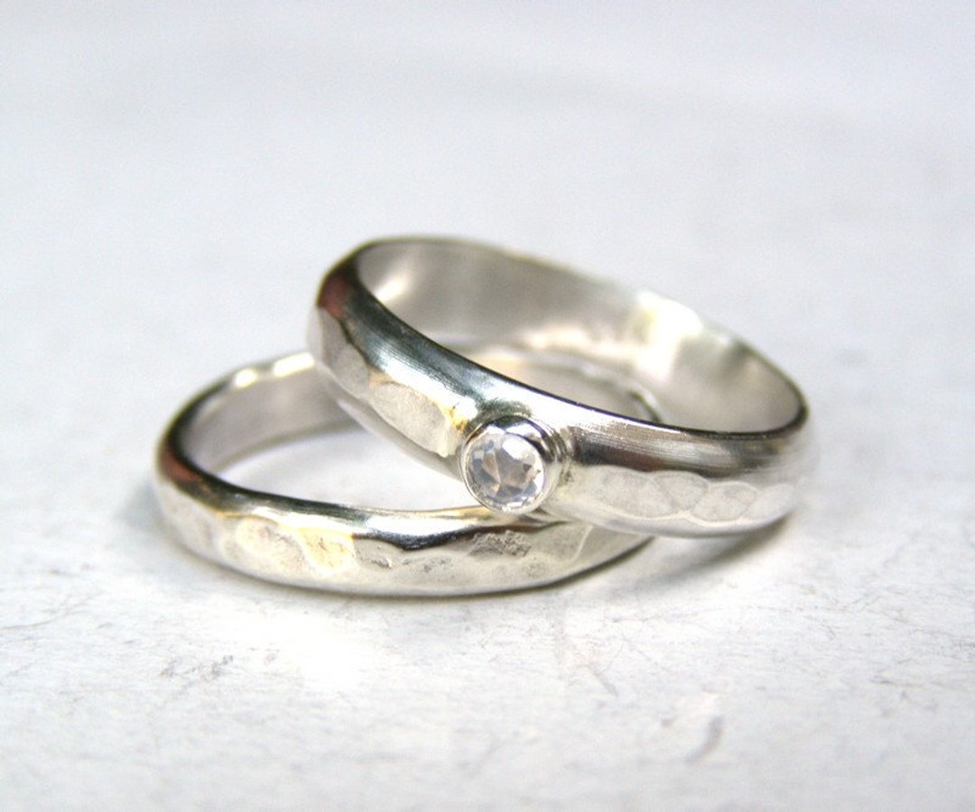 Cuople Ring Set, Bridal Sets Silver Sterling Band With Stone, Gift for ...