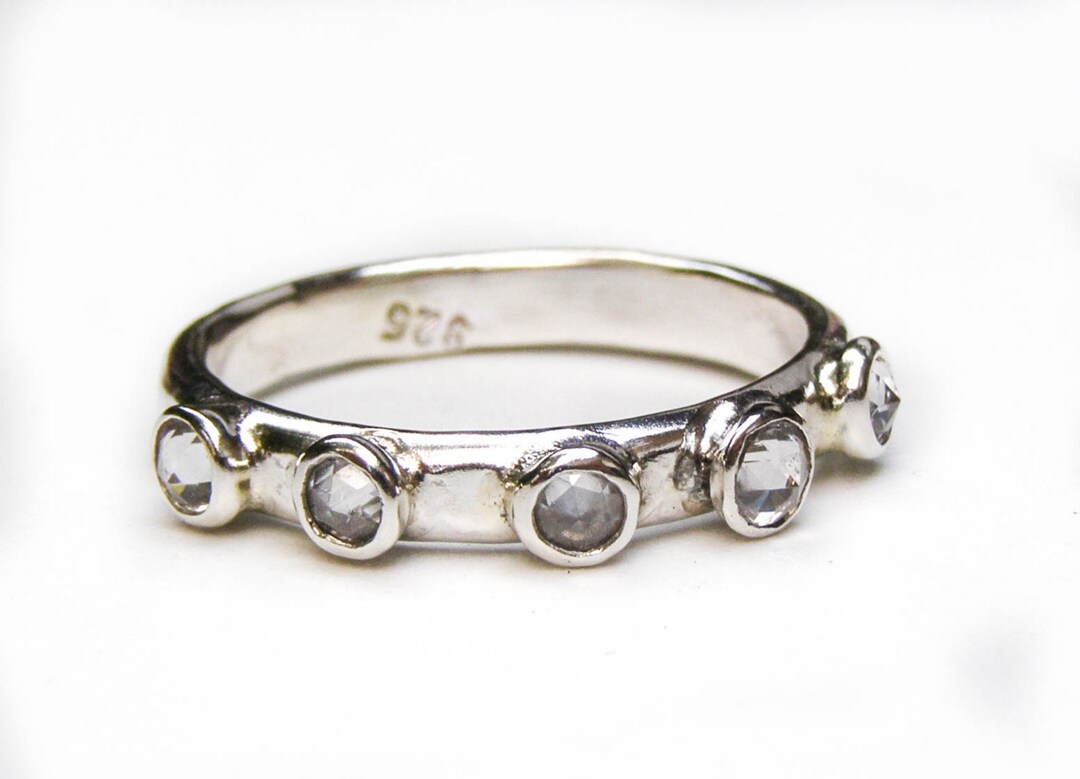 Wedding Bands, Stackable White Topaz Ring , Stacking Ring, Birthday ...