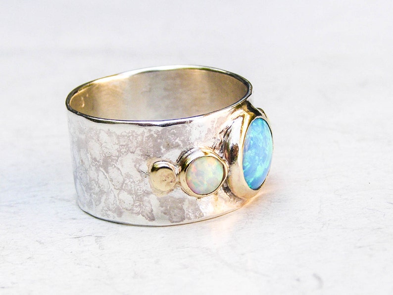 Multi Stone Gemstone Opal Ring /opal Ring /silver Sterling Bands ...