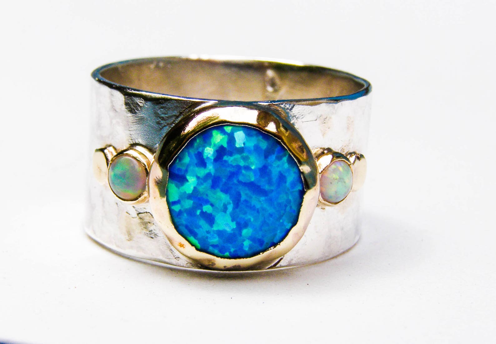Silver Sterling Band | Opal Statement Ring |multi Stone Gemstone Ring ...