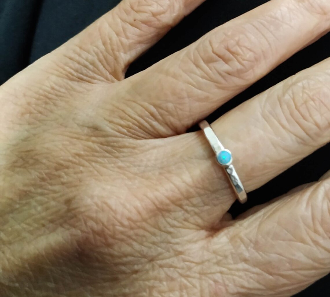 Blue Opal Rings Gemstone Ring 925 Sterling Silver Ring - Etsy