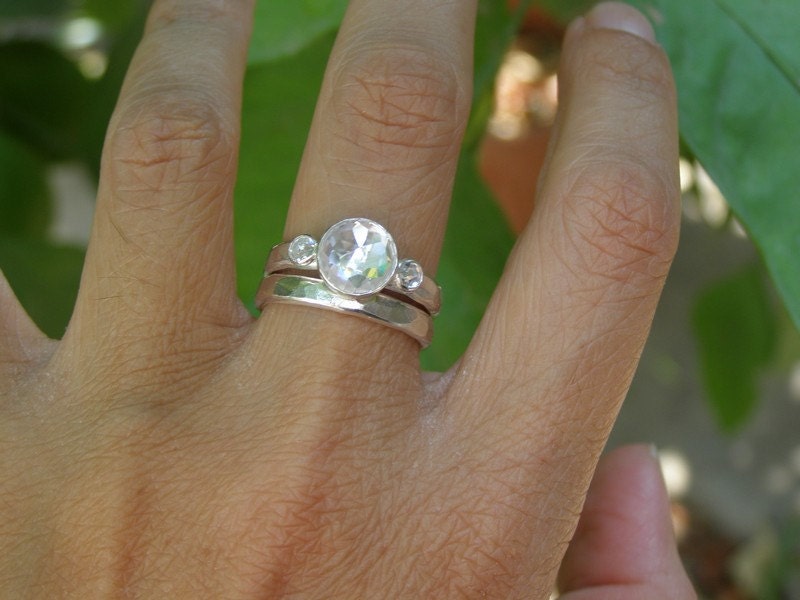 Silver Bridal Set Engagement & Wedding Rings Silver Sterling - Etsy