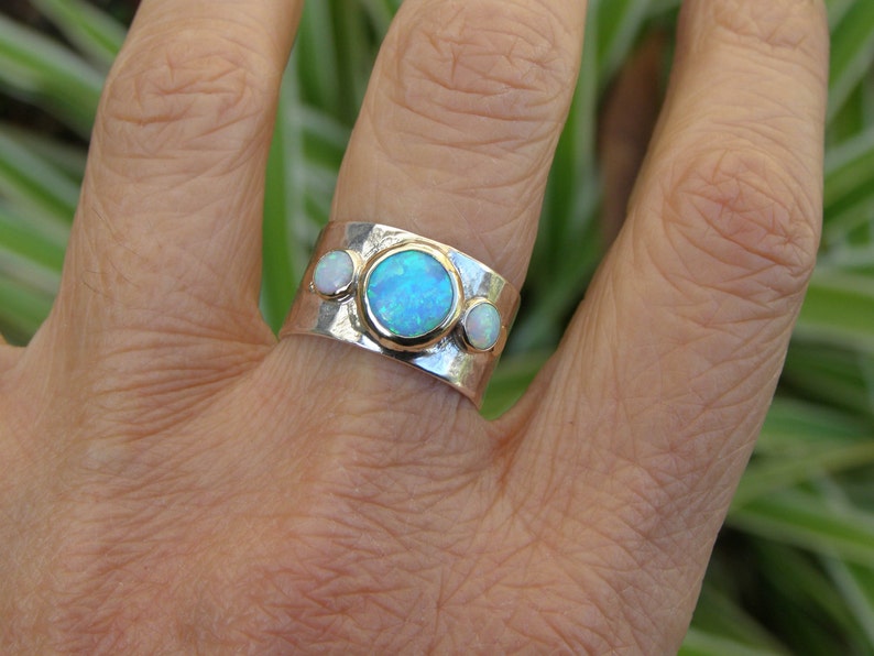 Multi Stone Gemstone Opal Ring /opal Ring /silver Sterling Bands ...
