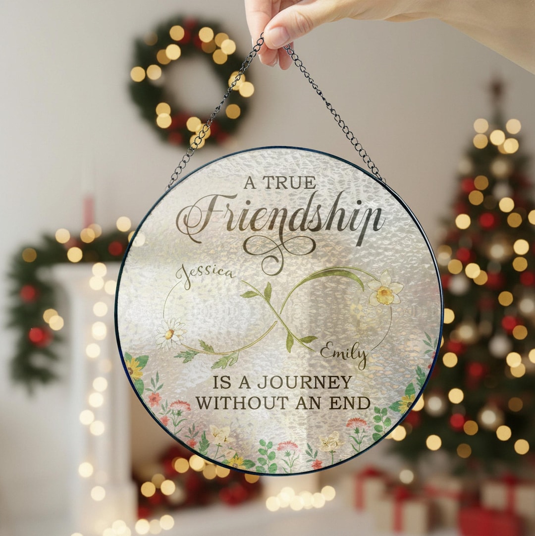 True Friendship Stained Glass Suncatcher –custom Birth Flower Gift for ...