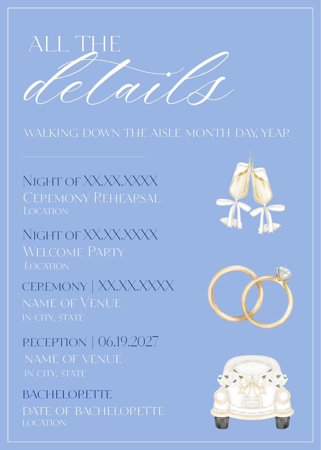All the Details Bridesmaid Card | Editable Wedding Details Template ...