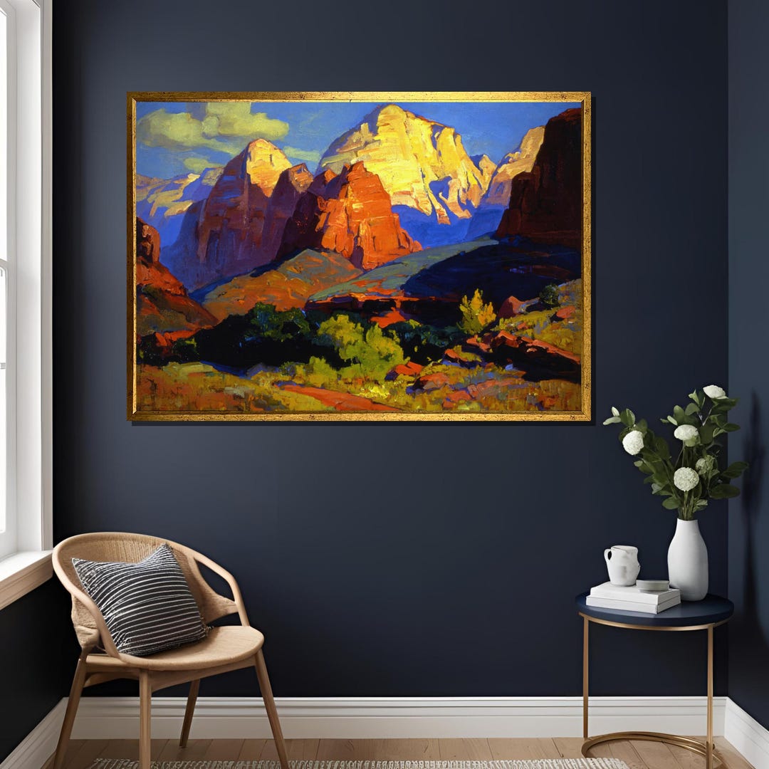 Franz A. Bischoff Zion Park Art Print - Scenic Landscape Canvas Wall ...
