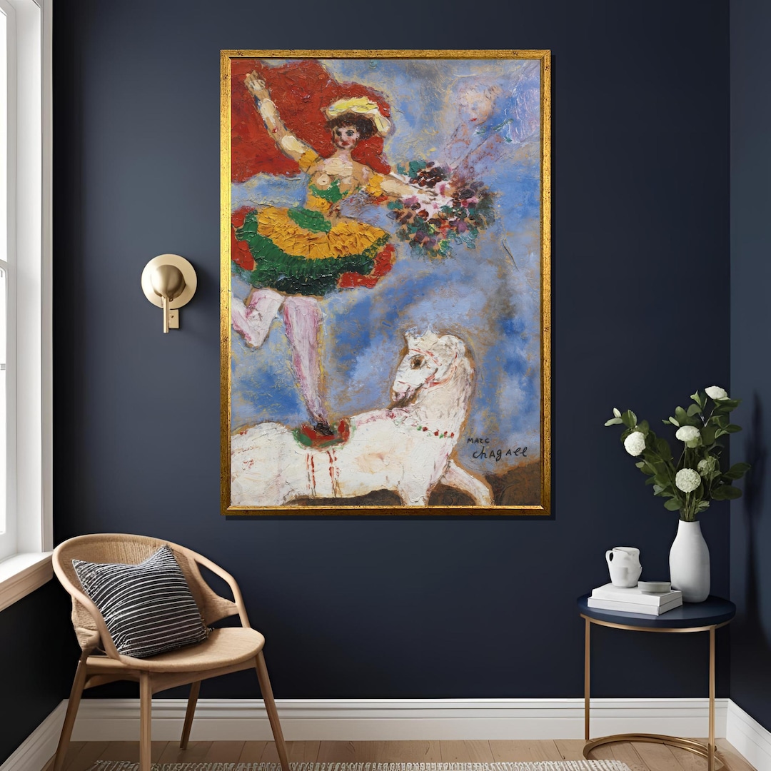 Marc Chagall White Horse and Dance Woman, Vibrant Art Print for Home ...