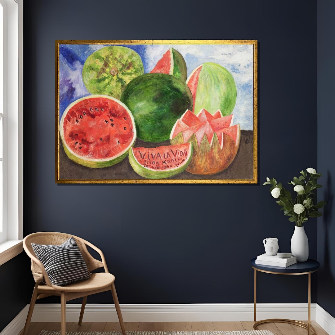 Frida Kahlo Viva La Vida Watermelon Art Print, Mexican Folk Art Wall ...
