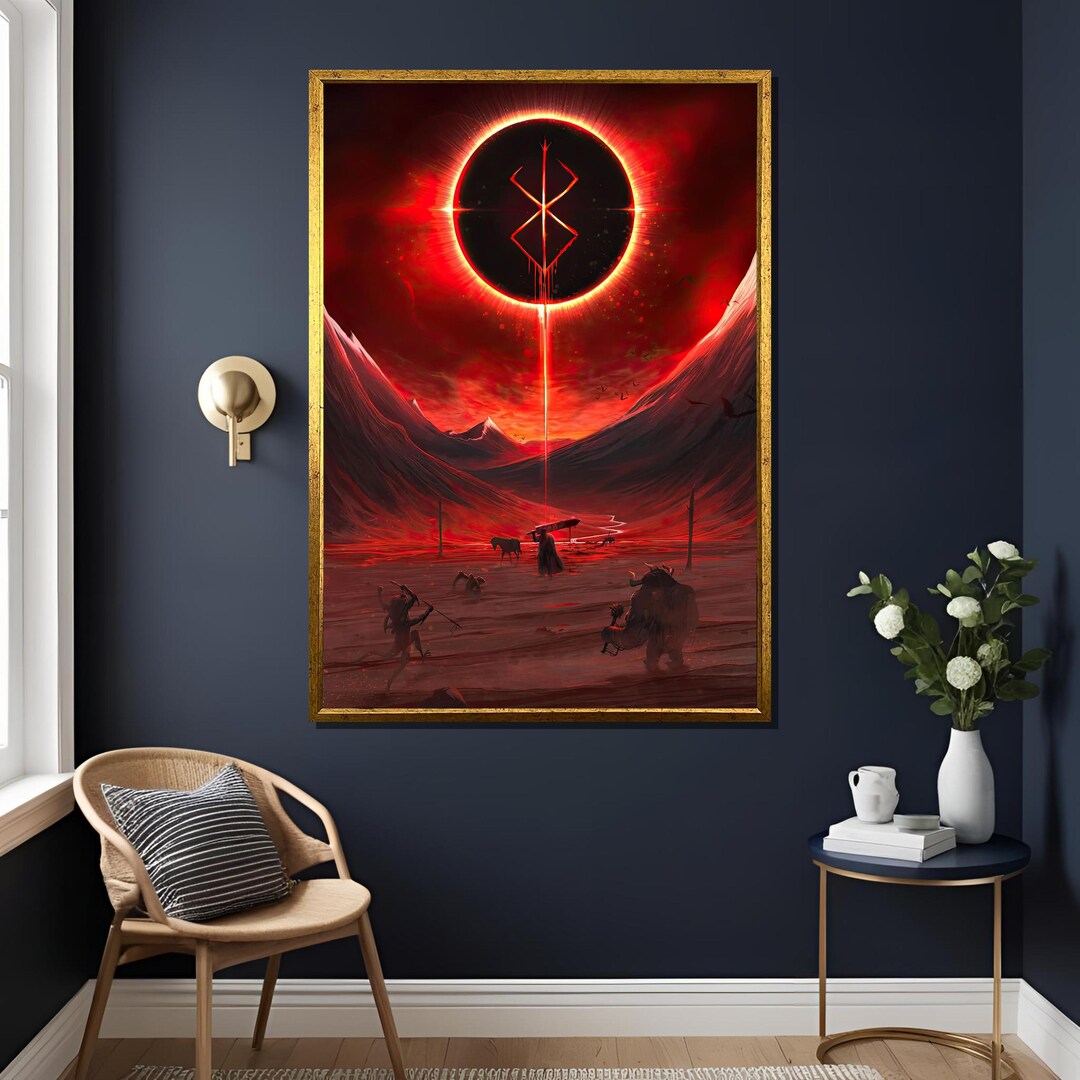 Berserk Red Moon Art Print - Dark Fantasy Wall Decor, Anime Poster ...