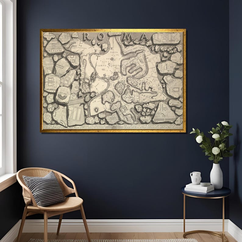 Piranesi Plan of Rome 1756 Vintage Art Print, Le Antichità Romane Map ...