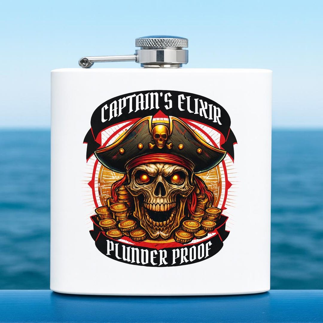 Pirate Skull Flask Gothic Barware Spooky Halloween Gift Dark Haunted ...