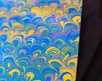 Hand Marbled Sheet of Paper Blue Marble Design - Etsy