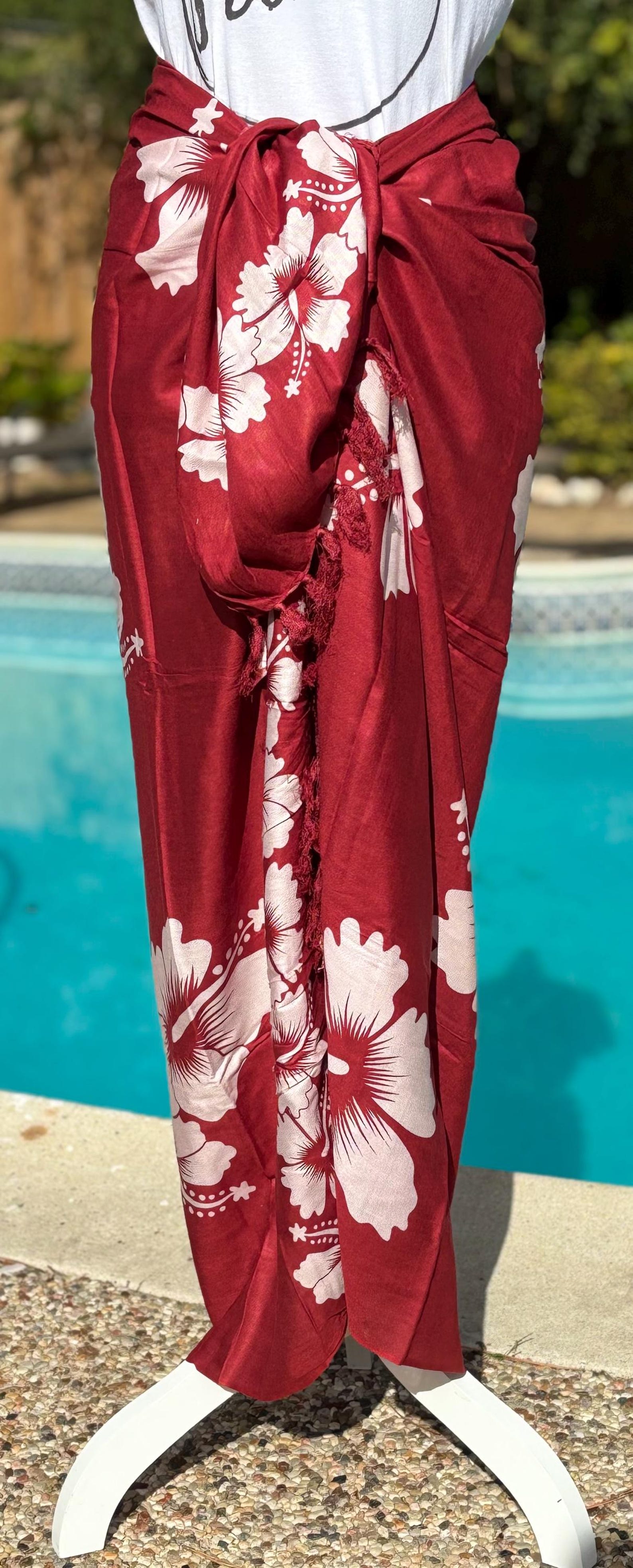 Sarong Beach Wrap Skirt - Hibiscus - Etsy