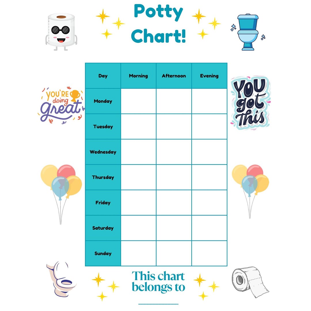 Potty Training Reward Chart Printable | Toddler Potty Tracker | Instant ...