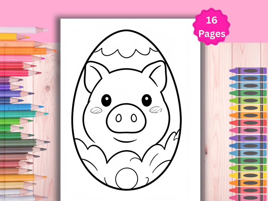 Pig Easter Egg Coloring Pages | Printable PDF | Kids Activity | Instant ...