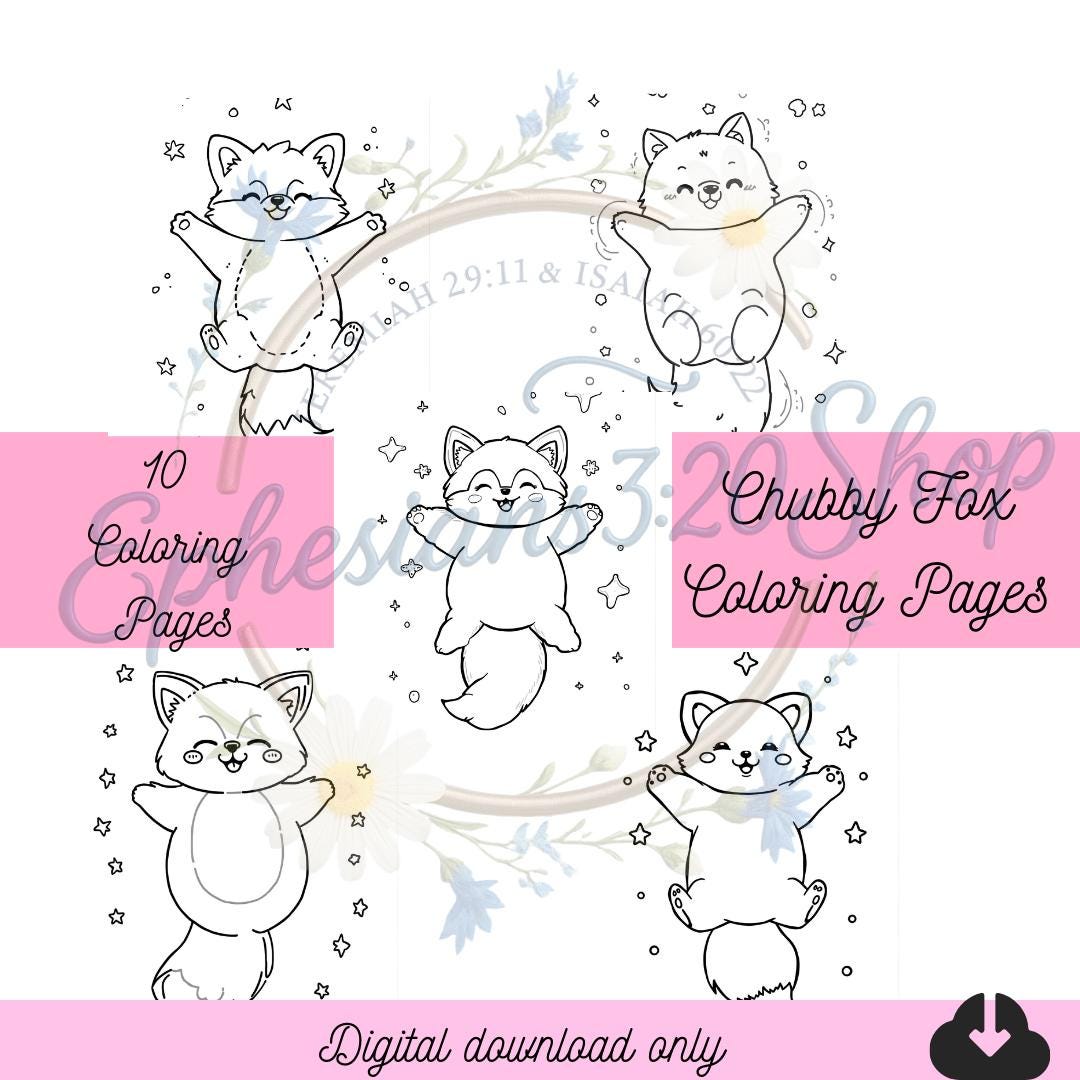 Chubby Fox Coloring Pages - Etsy UK