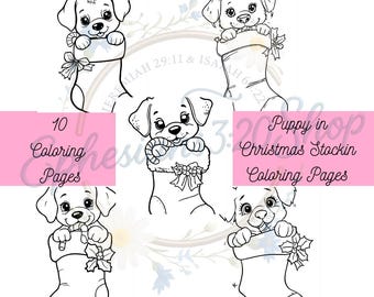 Christmas Puppy Coloring Book, Printable Holiday Coloring Pages ...