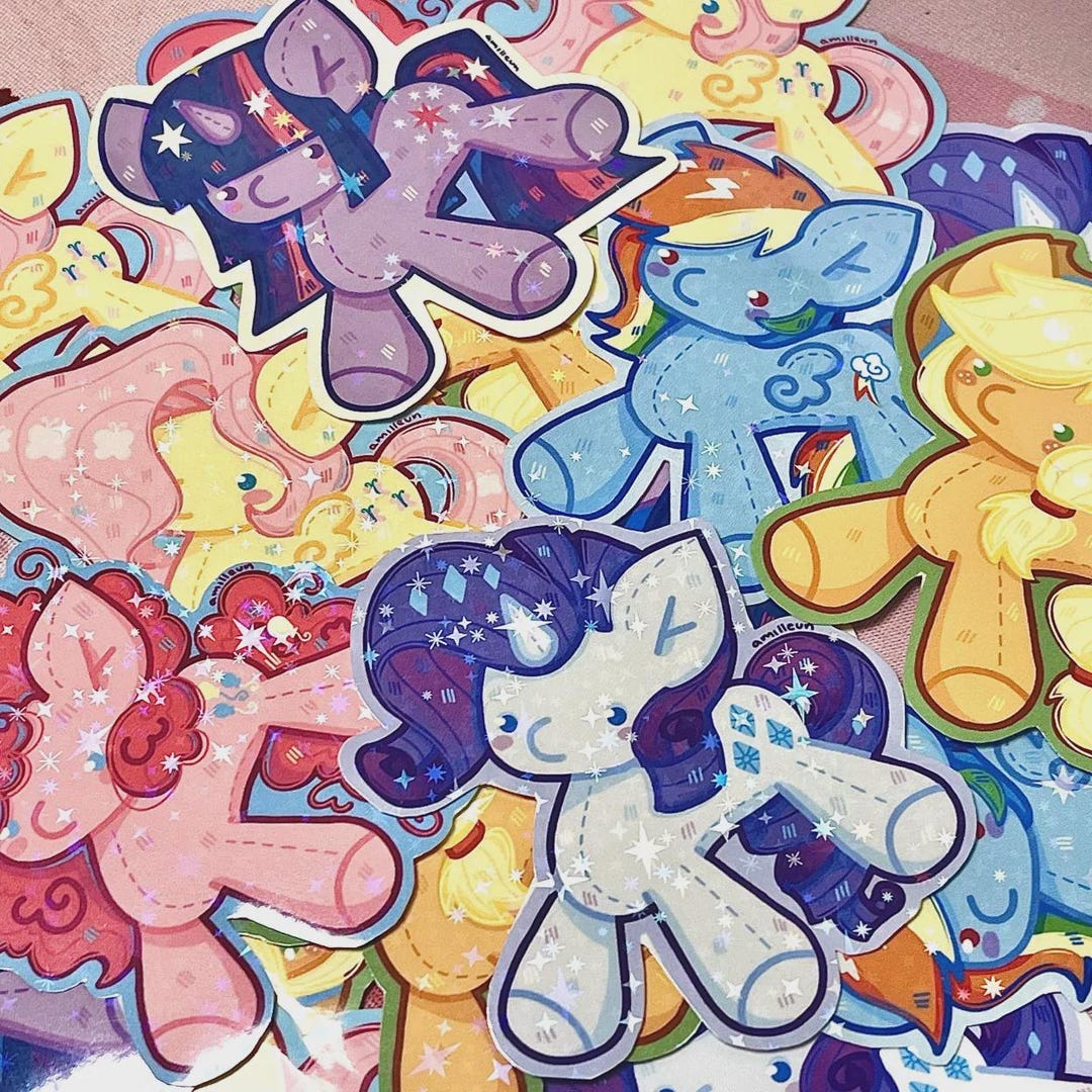 MLP Mane 6 Plush Stickers | ~2.5-3 Inch Vinyl Stickers - Etsy