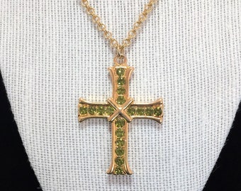 Green cross necklace | Etsy