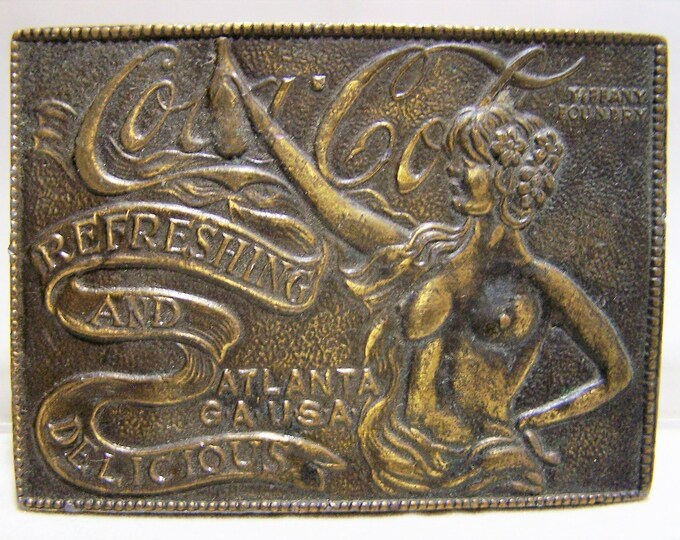 Tiffany Foundry Naked Woman Coca Cola Brass Belt Buckle Atlanta 117dgz