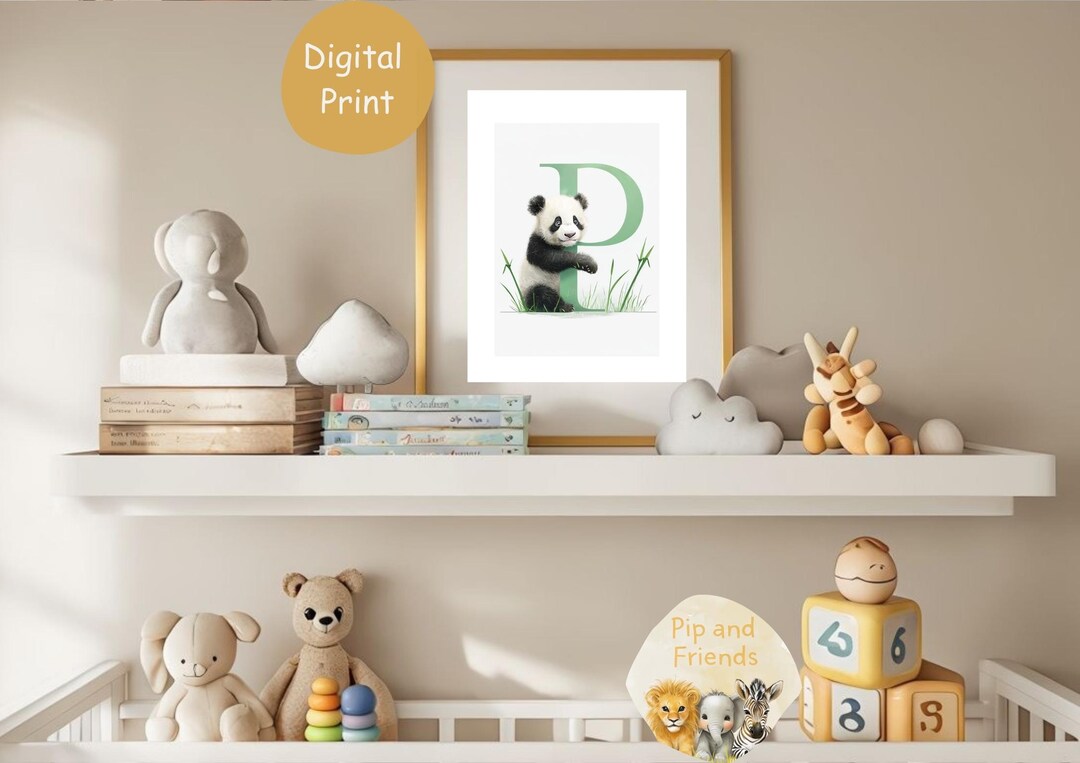 Panda Letter Print | Animal Alphabet Nursery Art | Digital Download for ...