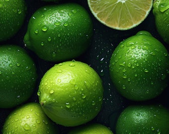 Fresh Lime With Water Drops, Lime Art Print Kitchen Decor, Fruit Art ...
