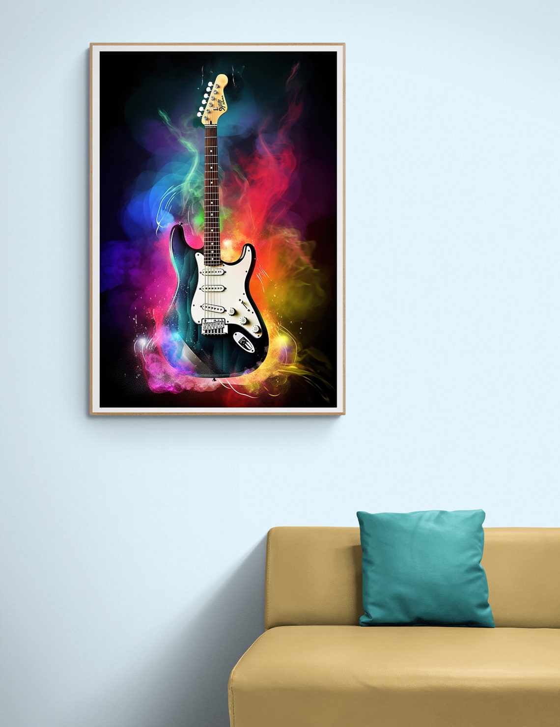 Abstract Electric Guitar Poster Art, Musical Instrument Wall Decor ...