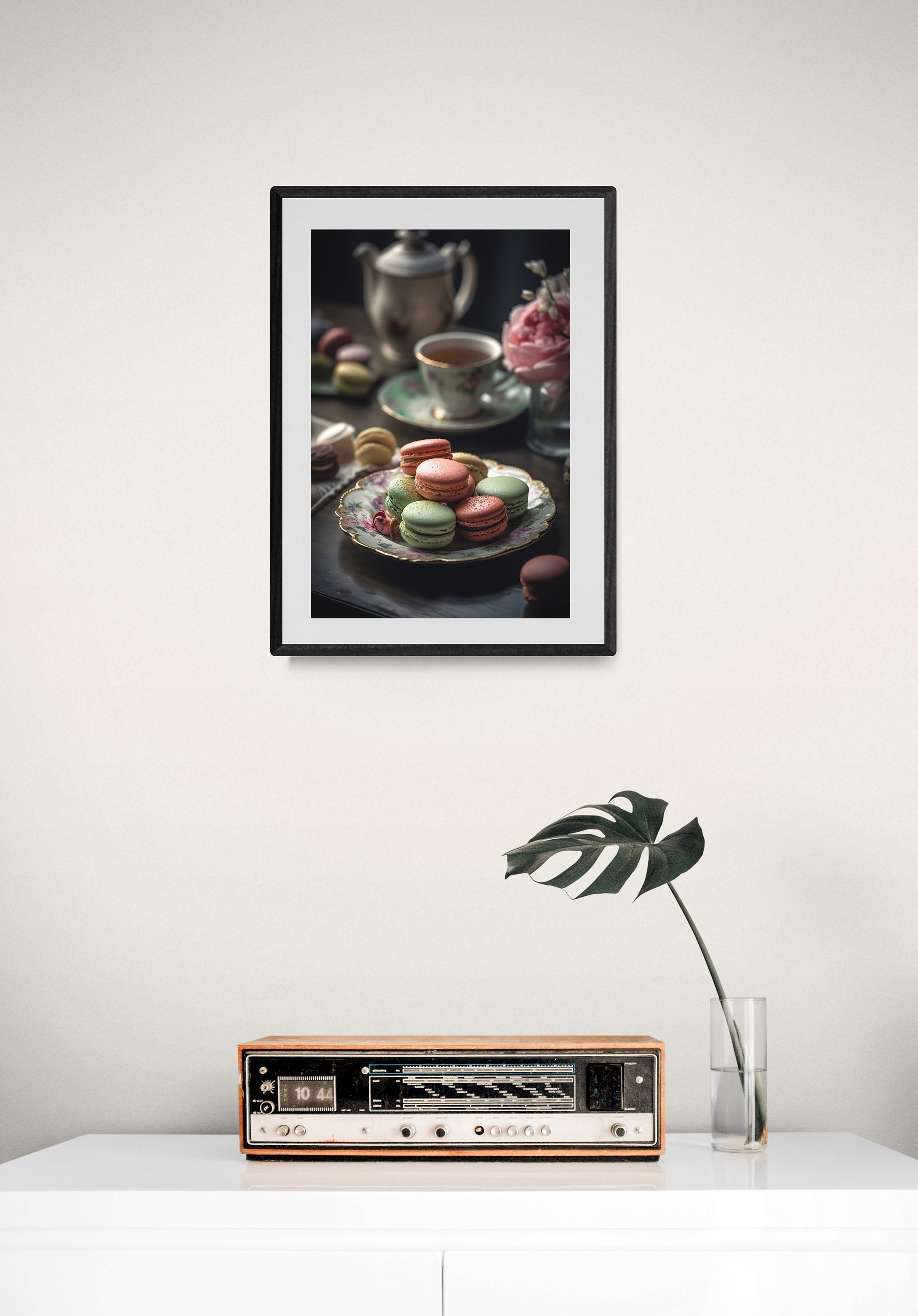 Macaroons With Tea, Macaroons Wall Art, French Macarons, Kitchen Wall ...