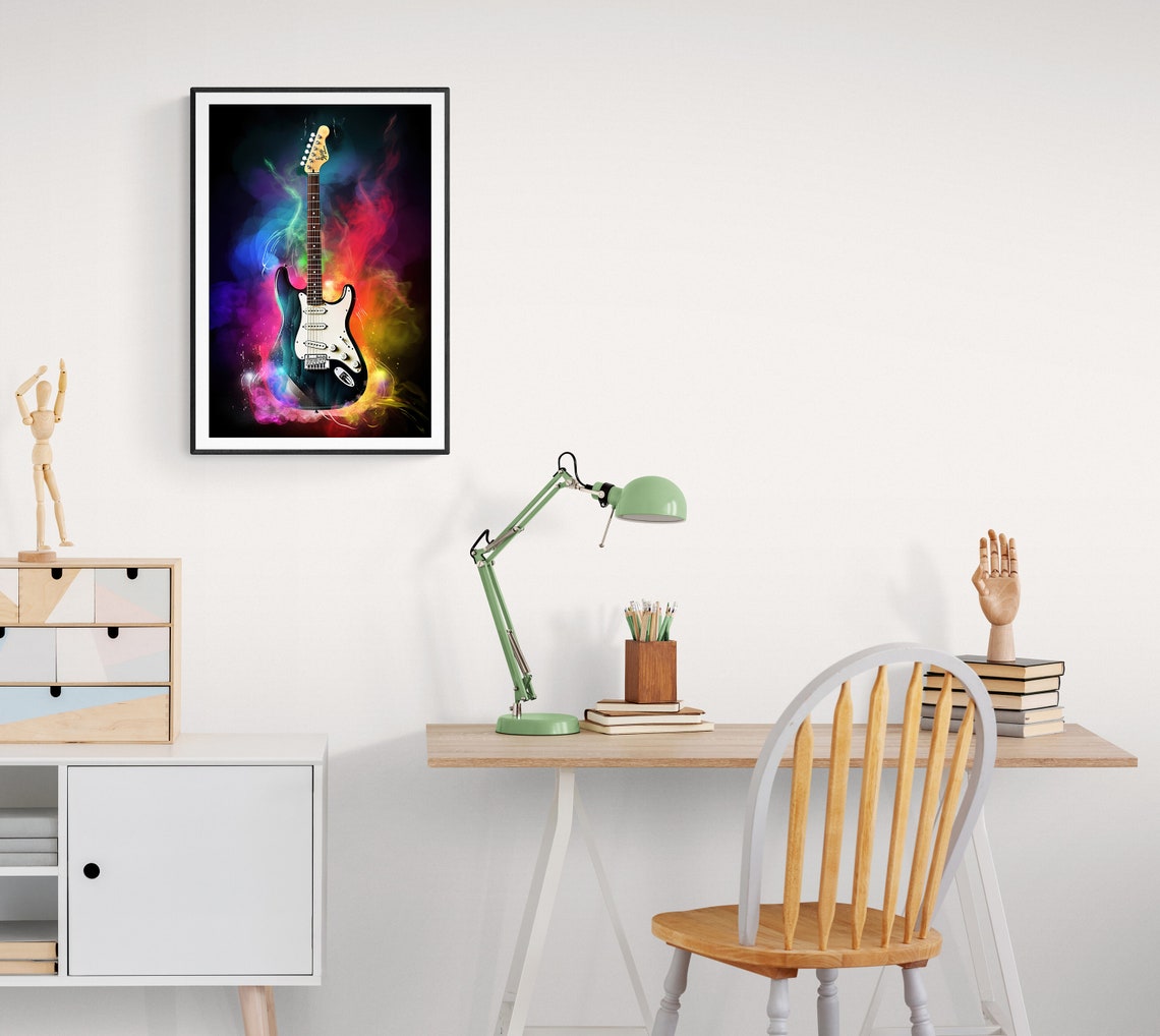 Abstract Electric Guitar Poster Art, Musical Instrument Wall Decor ...