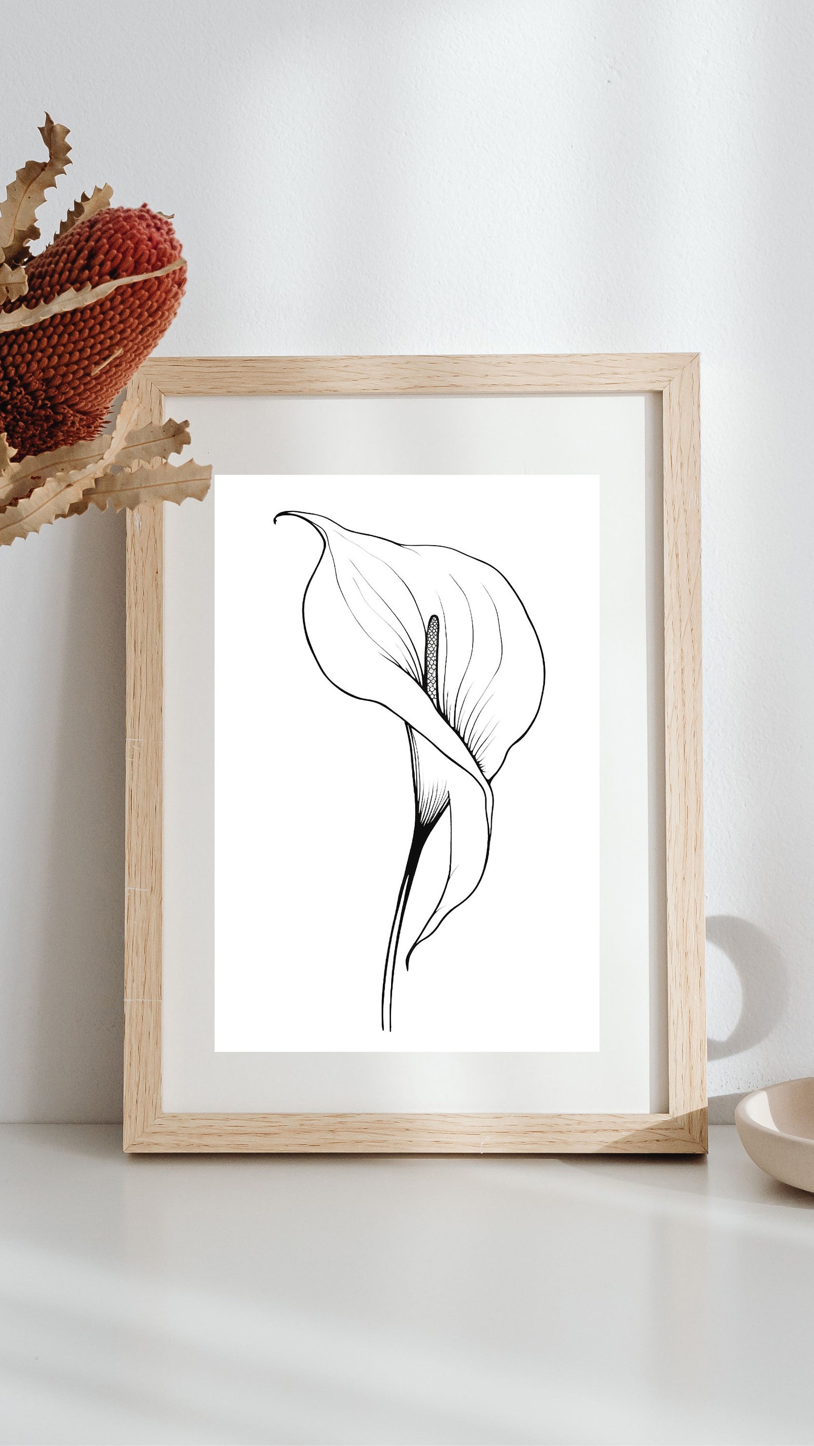 Flower Wall Art, Calla Lily Art, Botanical Wall Art, Flower Line Art ...