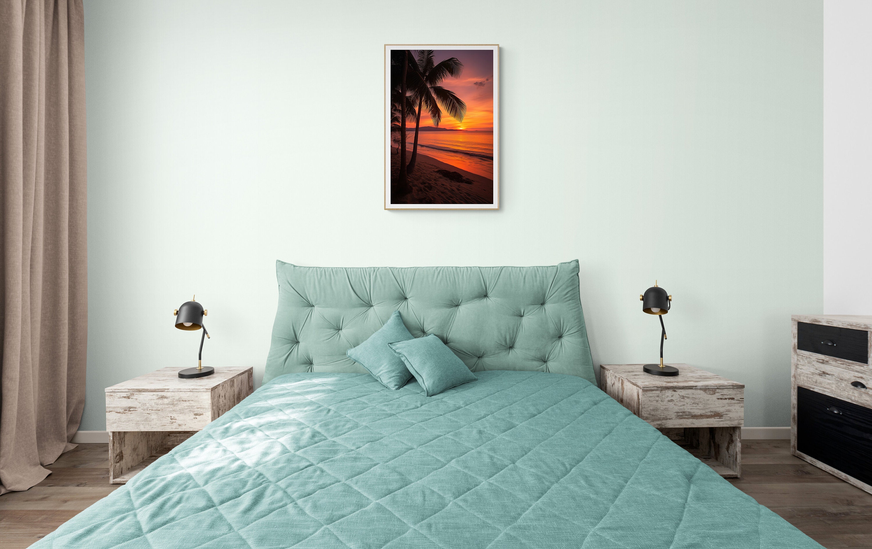 Ocean Sunset Print Palm Trees On The Beach Wall Art Palm Trees Print