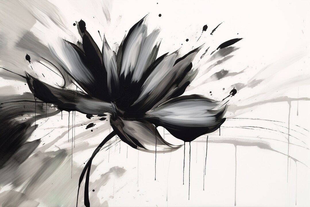 Minimalist Black Ink Flower, Wall Art, Simplicity Printable Art ...