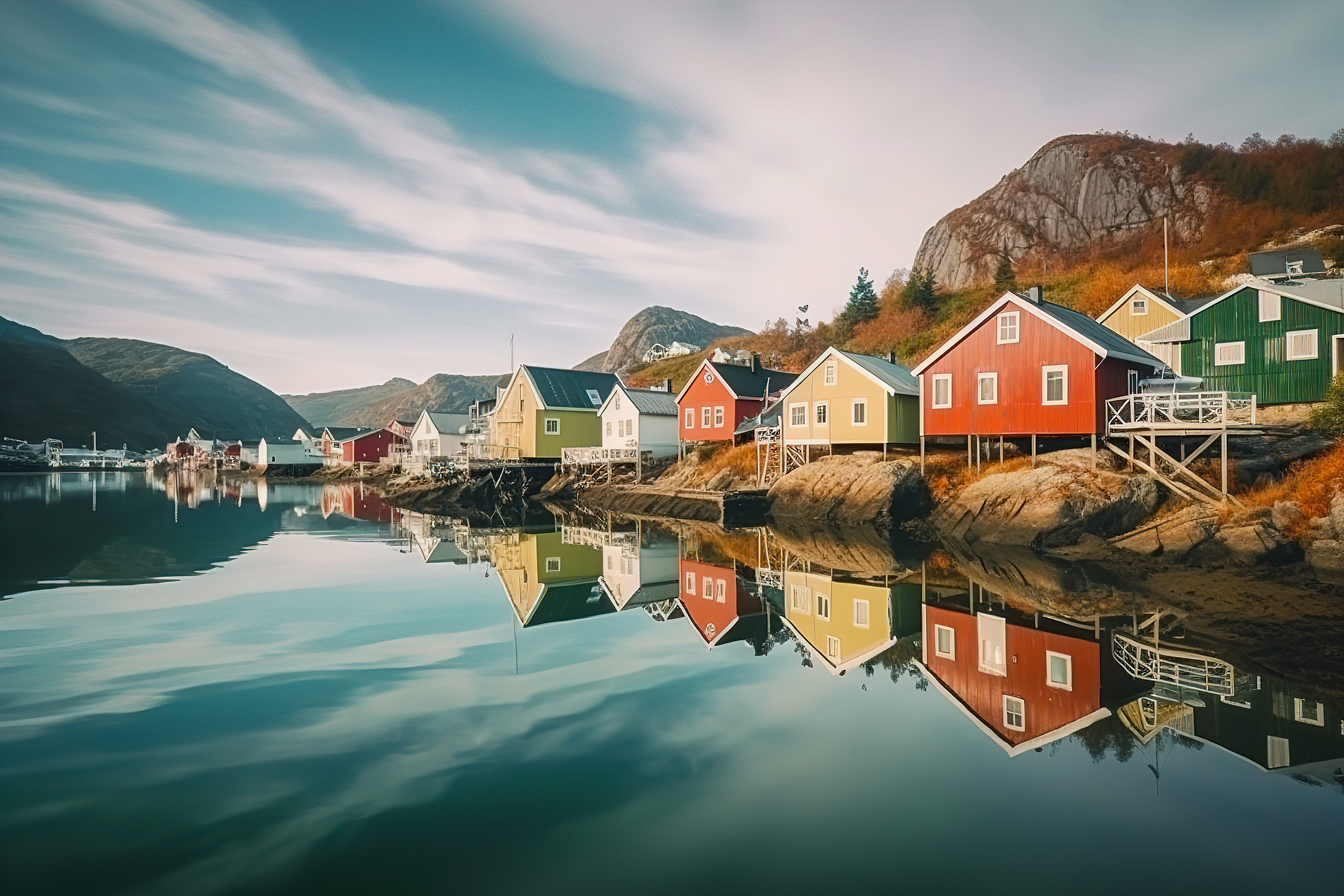 Colorful Norway Fishing Villages, Norwegian Wall Art, Fishing Cabins ...
