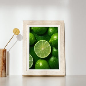 Fresh Lime With Water Drops, Lime Art Print Kitchen Decor, Fruit Art ...