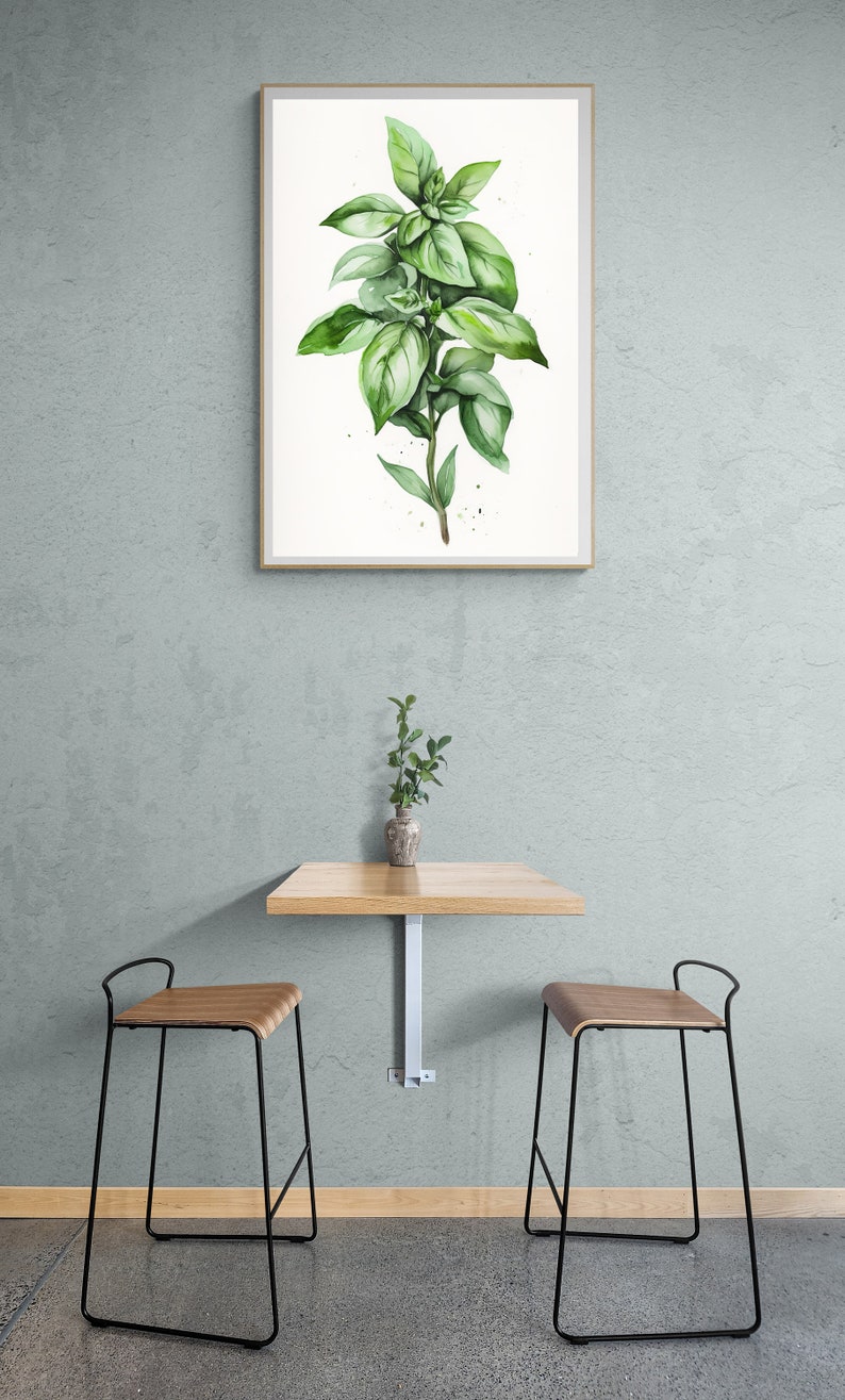 Basil Herb Watercolor Art Print, Kitchen Decor (digital Download) - Etsy