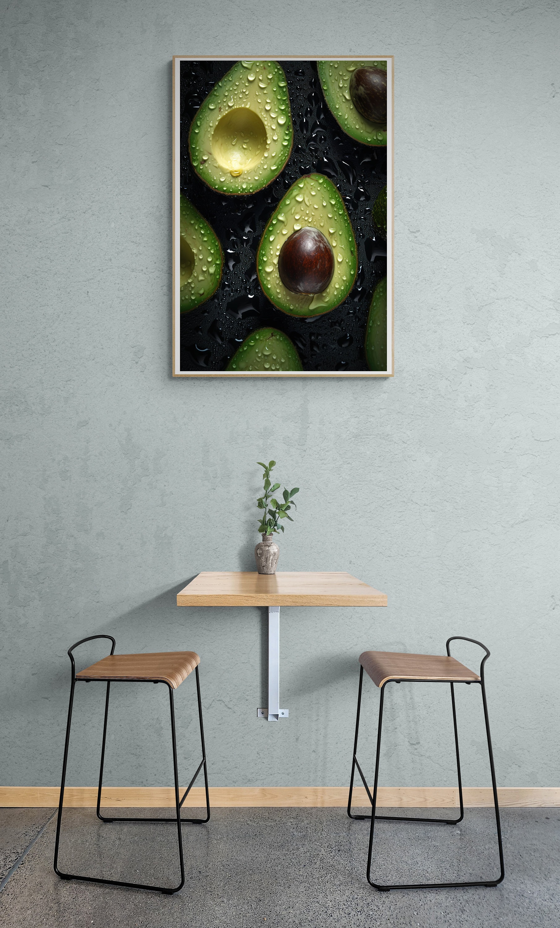 Fresh Avocado With Water Drops, Kitchen Decor, Fruit Art Print, Vegan ...