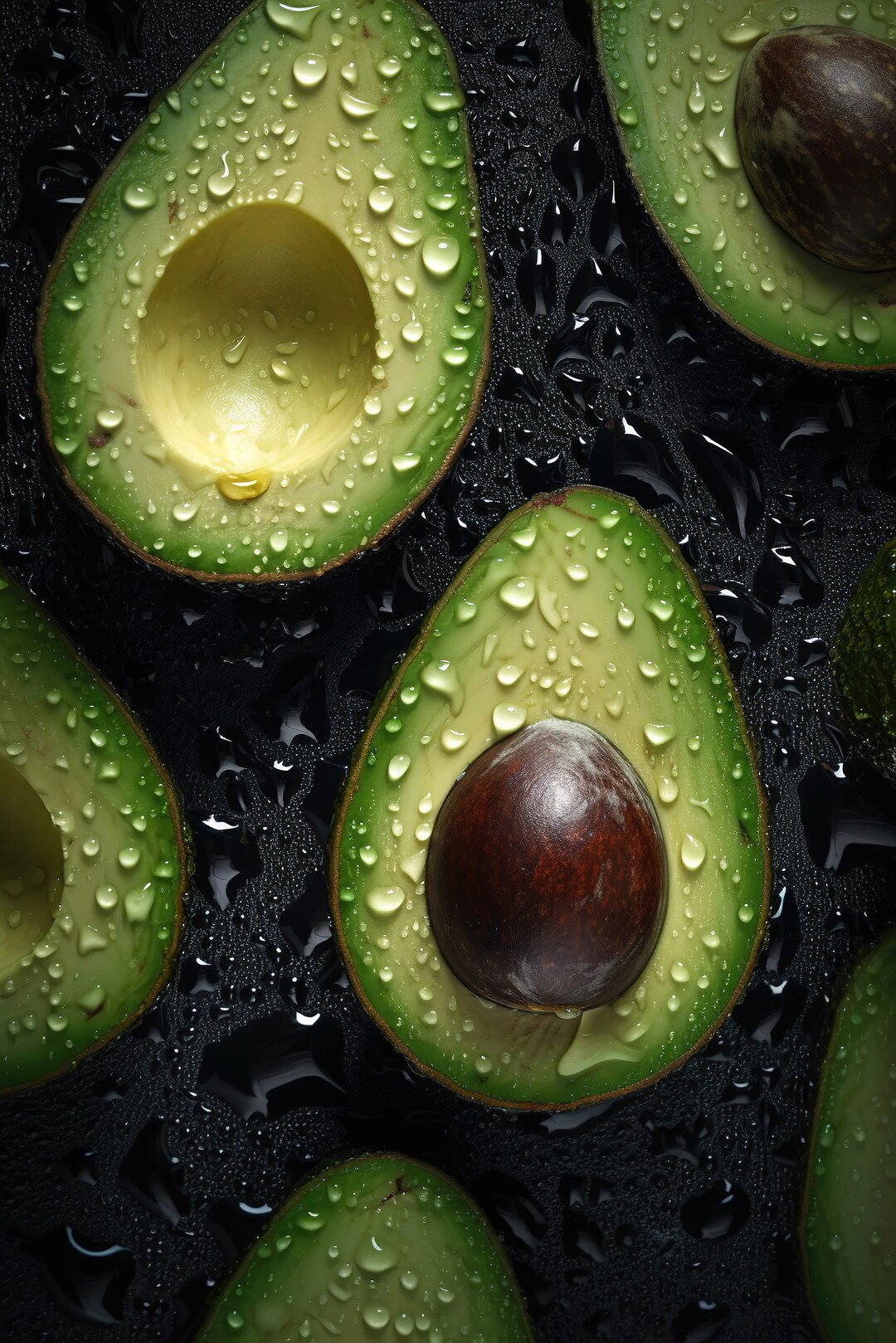 Fresh Avocado With Water Drops, Kitchen Decor, Fruit Art Print, Vegan ...