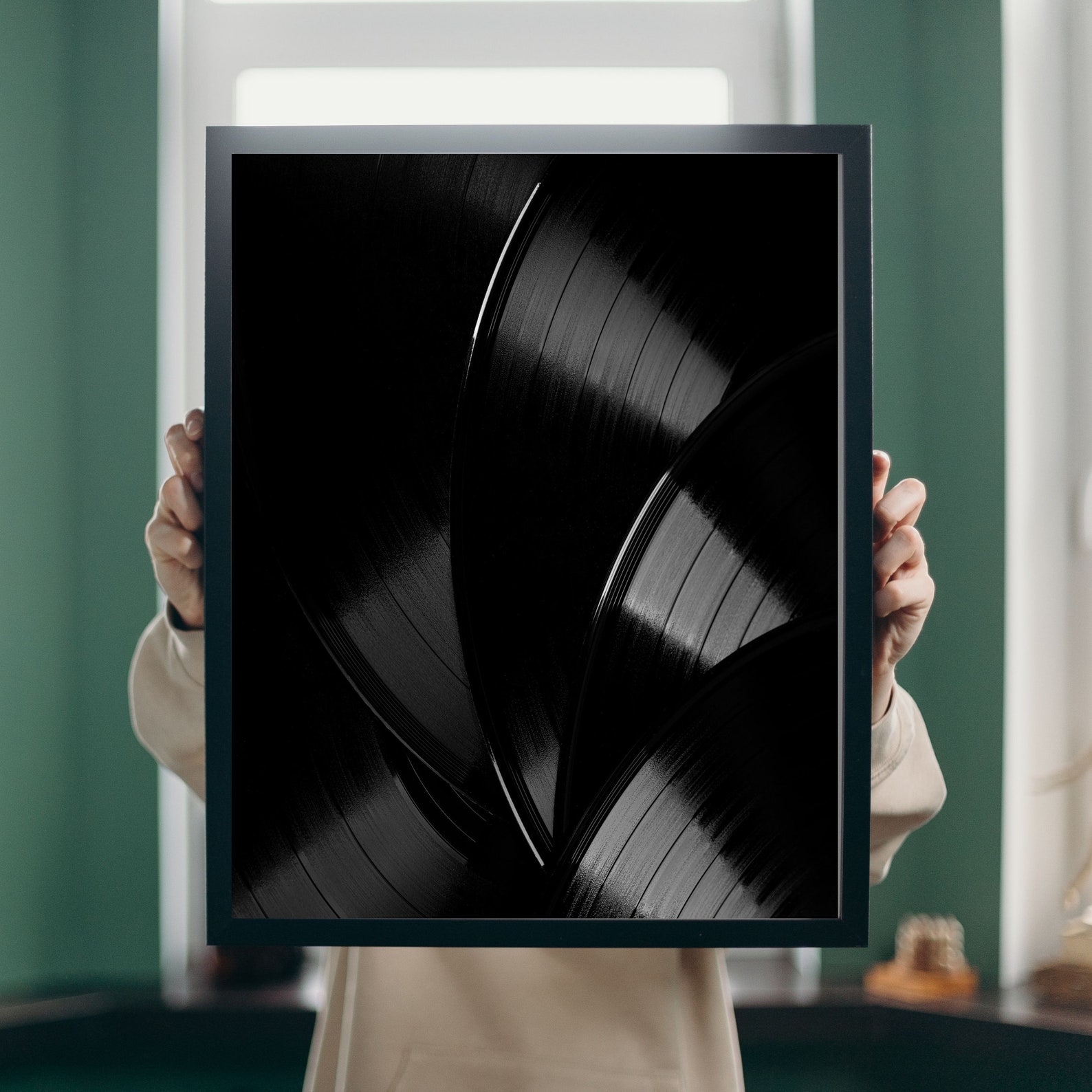 Black and White Vinyl Records Background, Wall Art Records Print, Gift ...