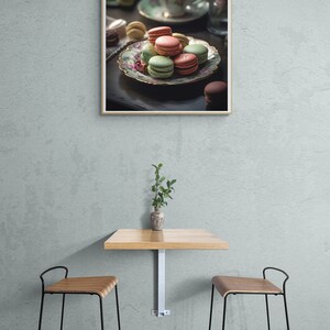Macaroons With Tea, Macaroons Wall Art, French Macarons, Kitchen Wall ...