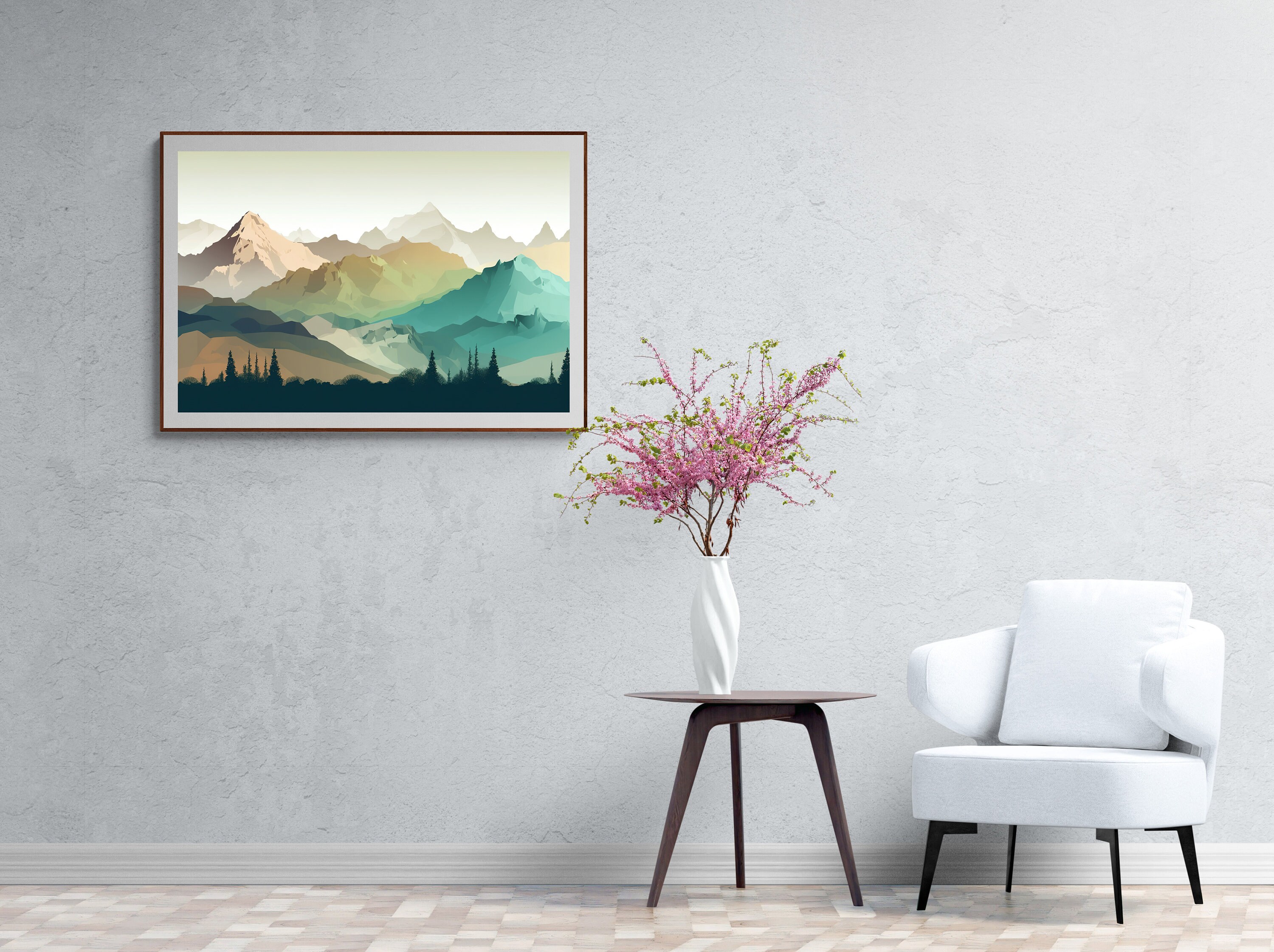 Mountain Wall Art, Abstract Mountain Print, Watercolor Mountain Print ...