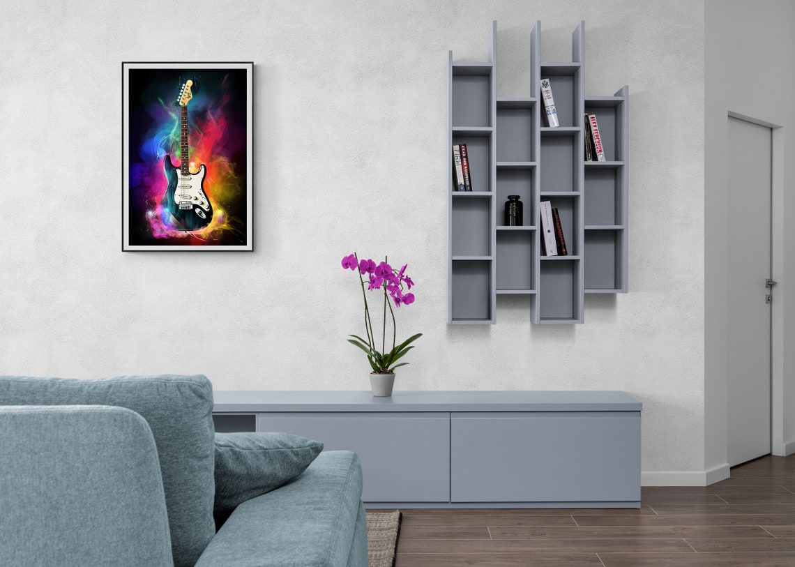 Abstract Electric Guitar Poster Art, Musical Instrument Wall Decor ...