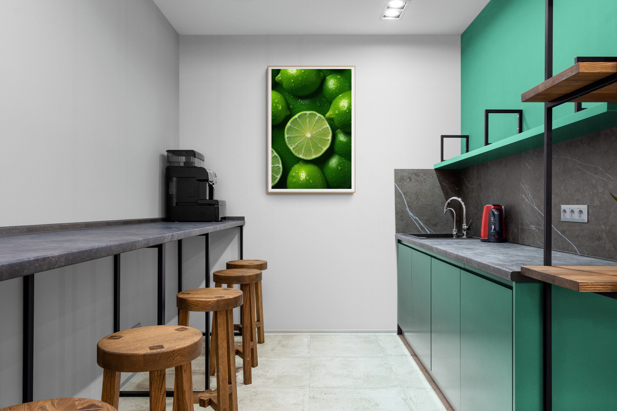 Fresh Lime With Water Drops, Lime Art Print Kitchen Decor, Fruit Art ...