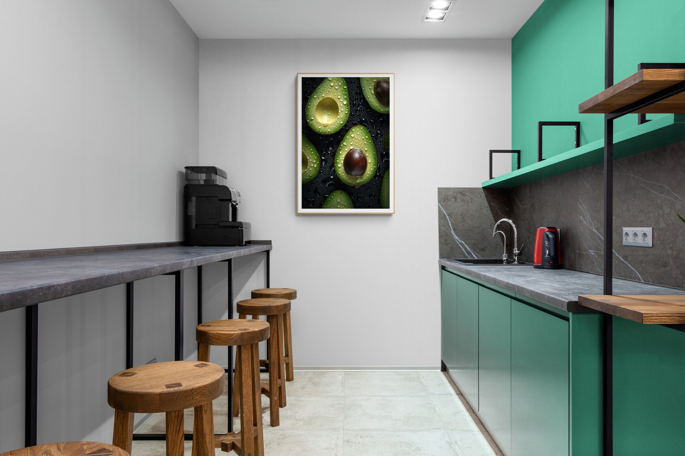 Fresh Avocado With Water Drops, Kitchen Decor, Fruit Art Print, Vegan ...