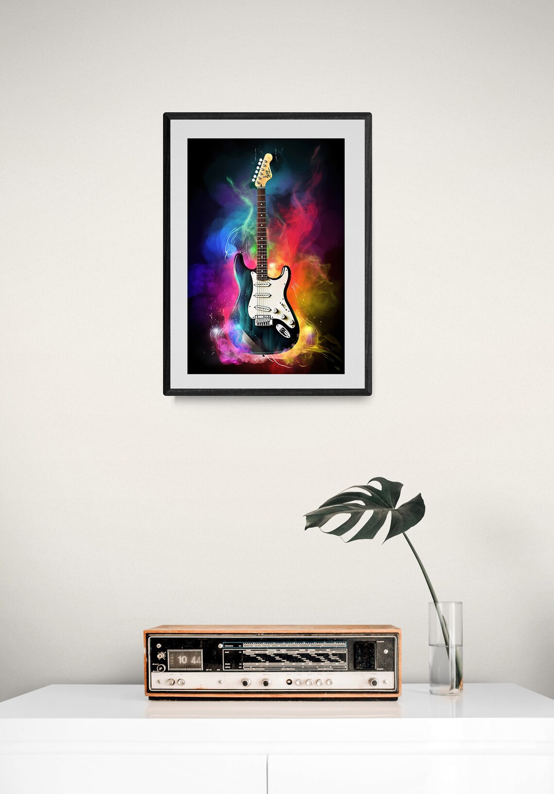 Abstract Electric Guitar Poster Art, Musical Instrument Wall Decor ...