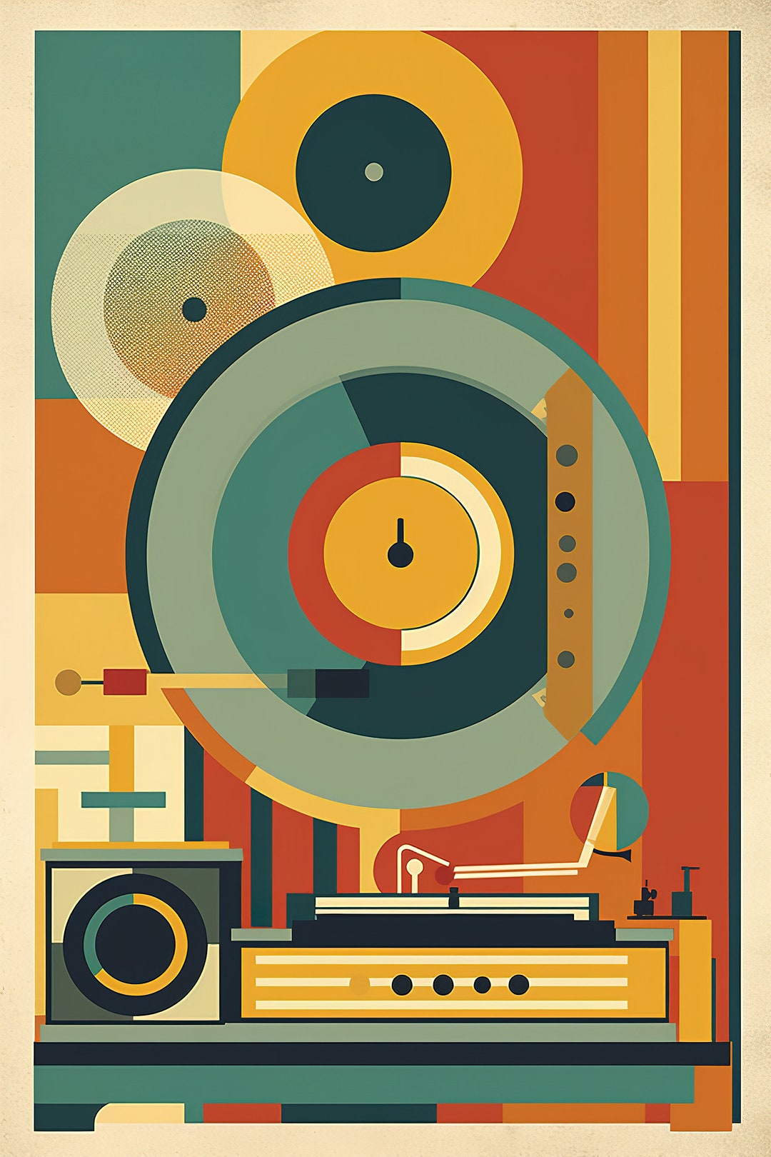 Mid Century Modern Vinyl Record Art Print (digital Download) - Etsy