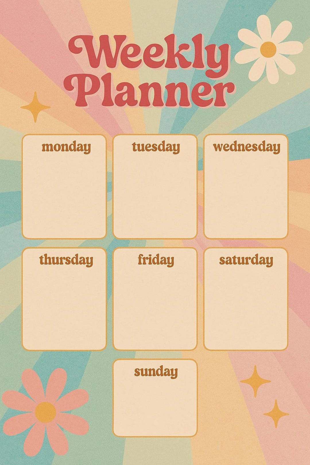 Undated, PDF Printable, Weekly Planner With Trending Vibes. - Etsy